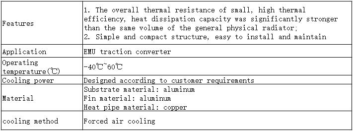 EMU traction converter rectifier, inverter module with heat pipe radiator